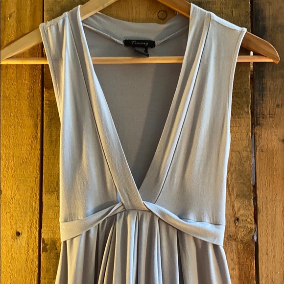 Timing | Dresses | Euc Timing Grey Dress Deep V With Back Tie | Poshmark